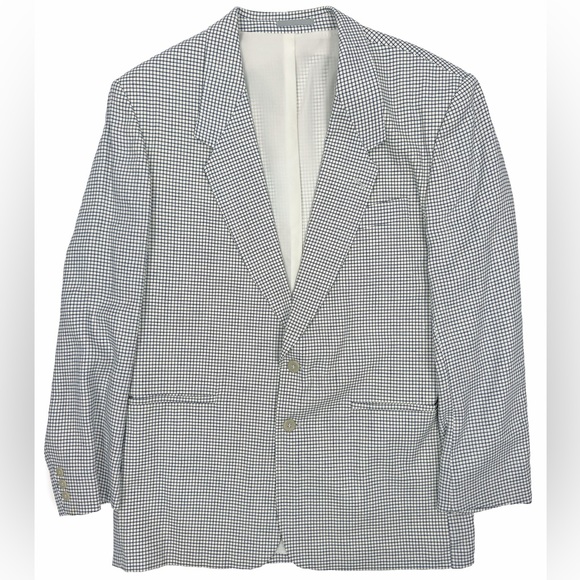 Suits & Blazers | Vintage Mens Cream And Navy Check Blazer | Poshmark